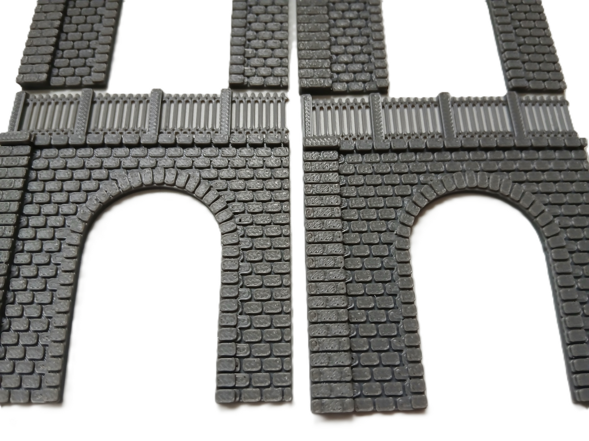 4 x N Gauge Model Railway Retaining Brick Walls Railway Empty Arches W ...