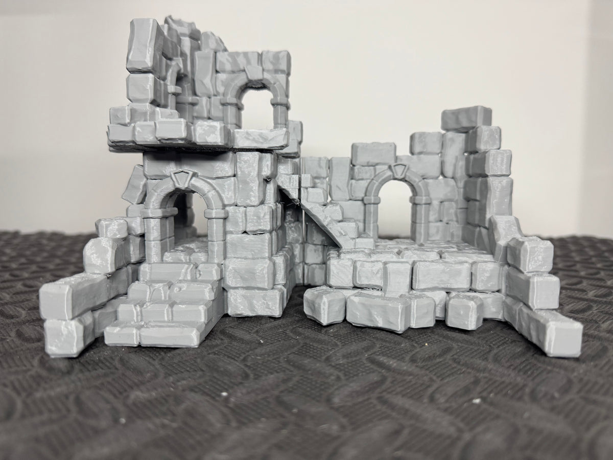 Battle Ruined Terrain Ancient Castle Ruins 28mm Tabletop RPG Wargaming ...