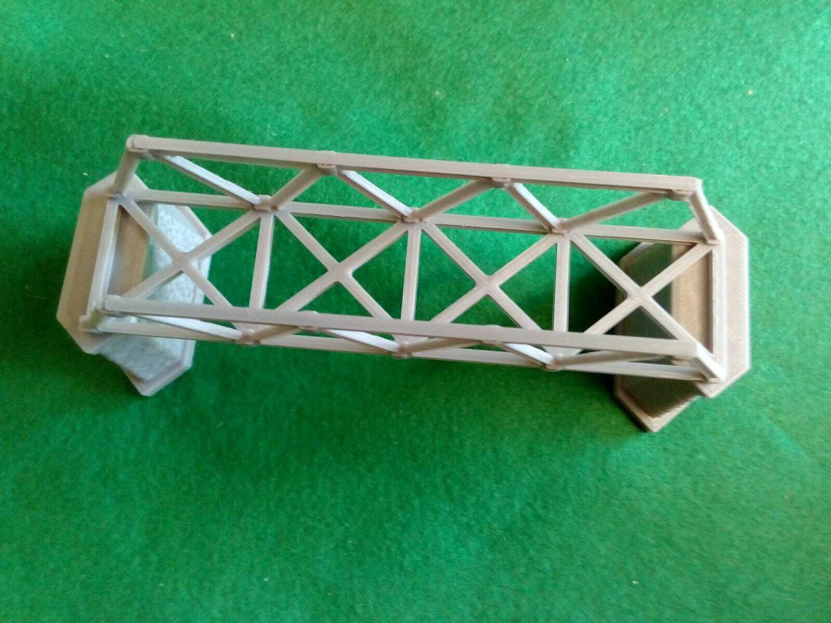 Lattice Girder Railway Bridge Single Track TT120 Gauge with 2 Stonewor ...