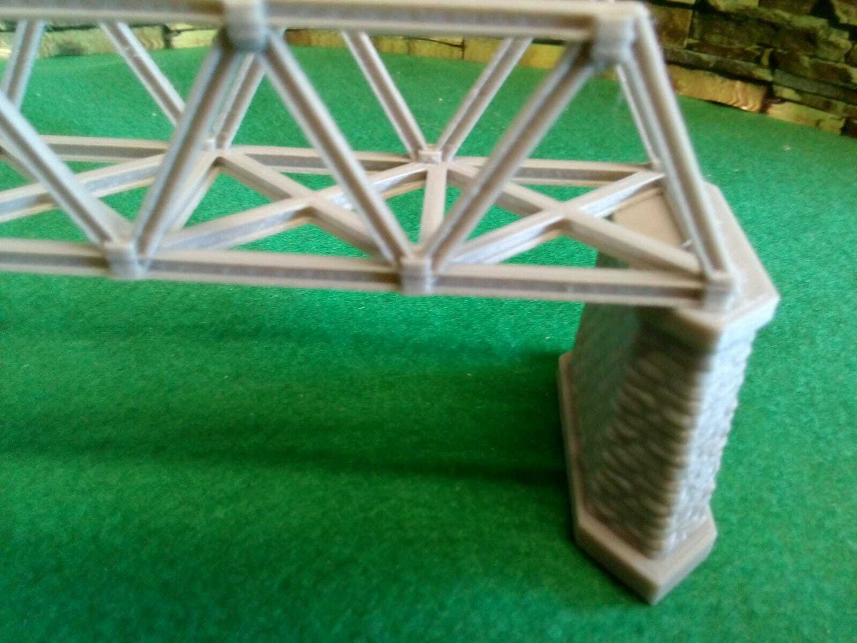 Lattice Girder Railway Bridge Single Track TT120 Gauge with 2 Stonewor ...
